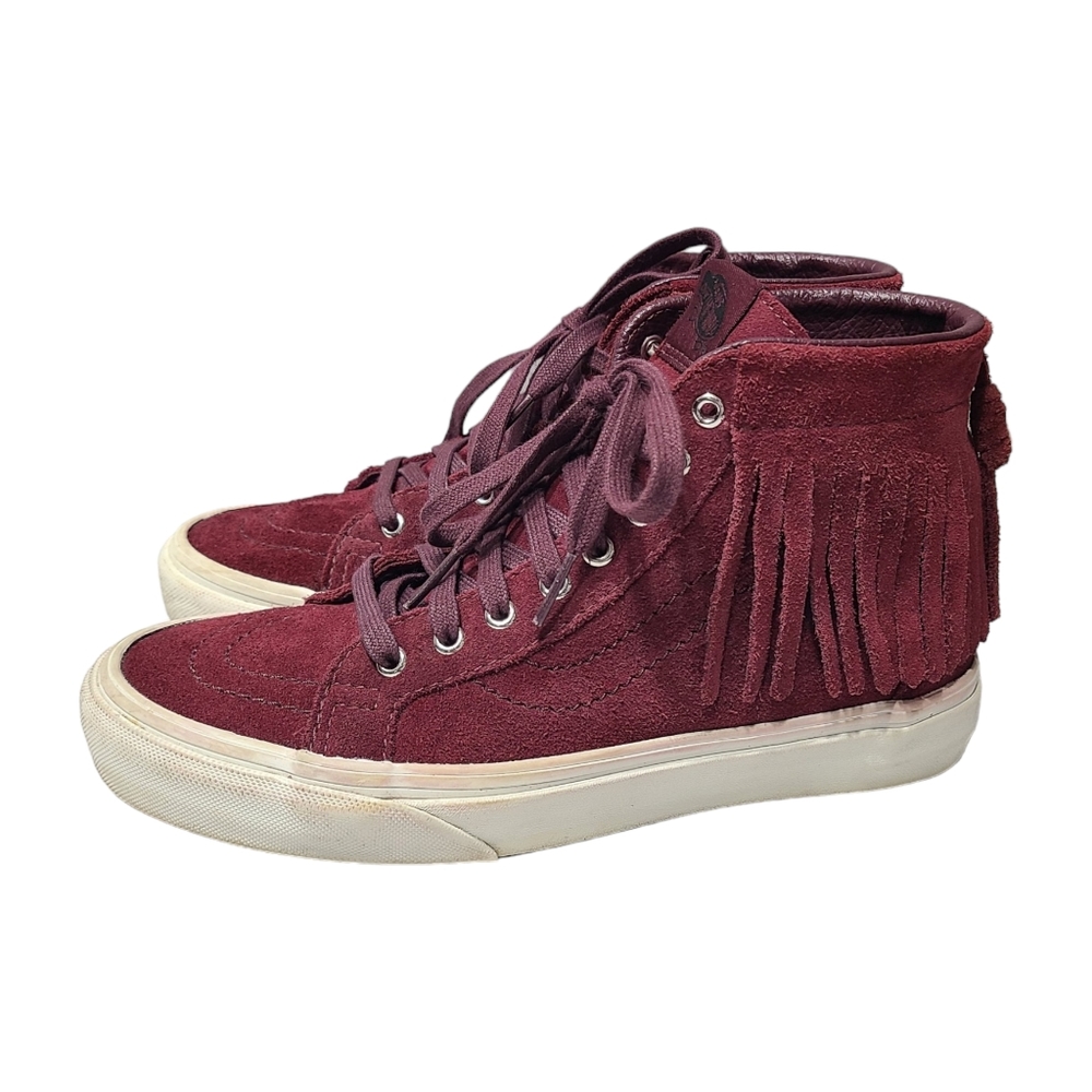 Vans Sk8 Hi Moccasin High Top Fringe Sneakers Burgund… - Gem